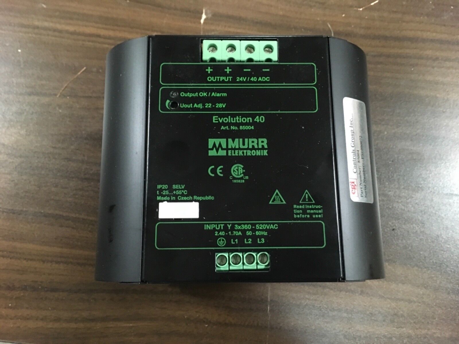 Murr Elektronik Evolution power supply, output 24V/40ADC, input Y 3x360 ...