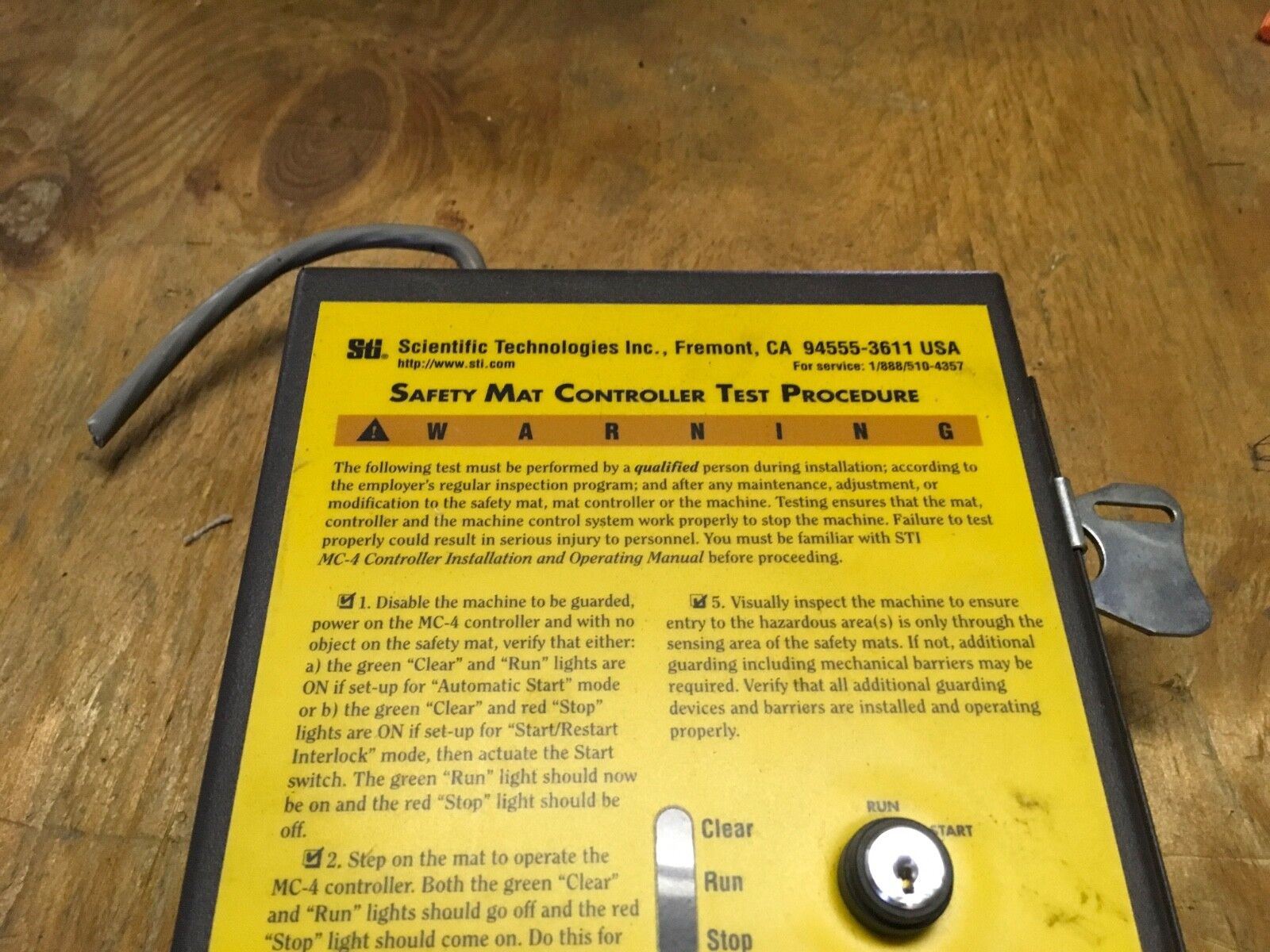 Sti Safety Mat Controller Test Procedure, model MC4-0104, input 24vdc ...