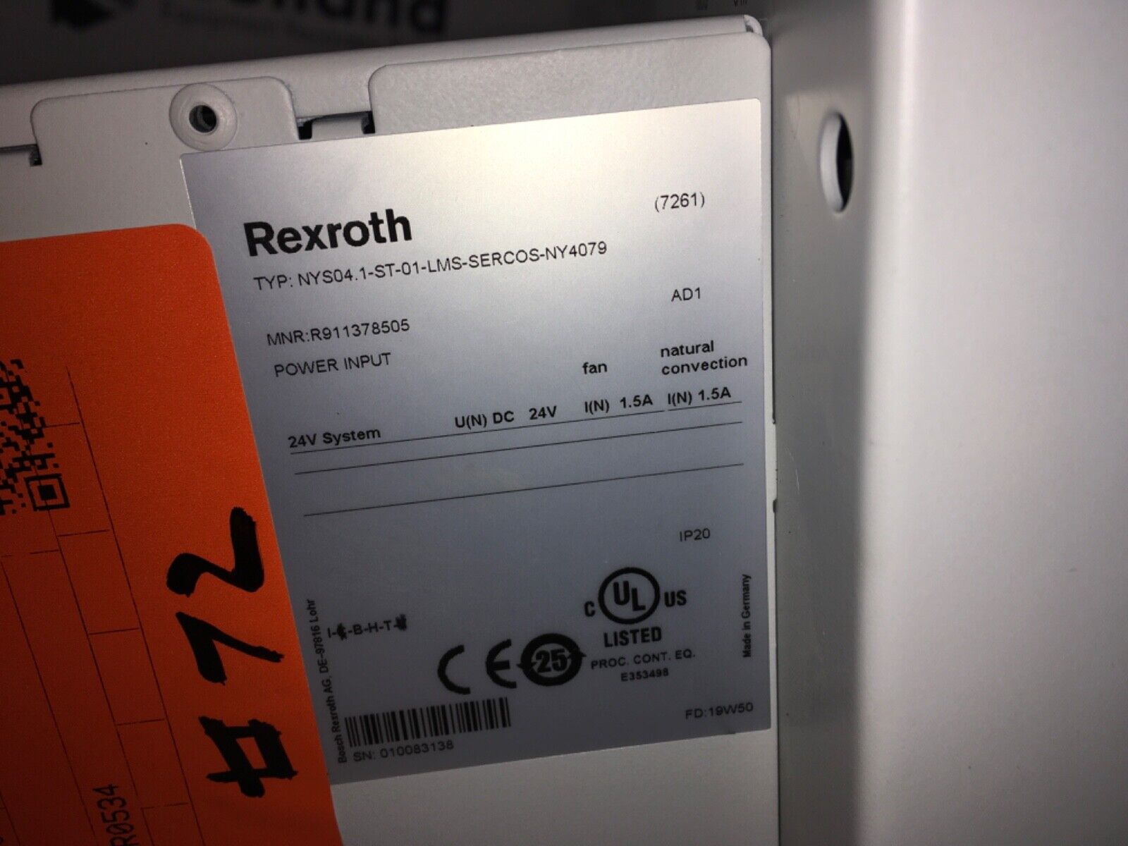 Rexroth, NYS04-1-ST-01-LMS-SERCOS-NY4079, MNR-R911378505, LG-1109 ...